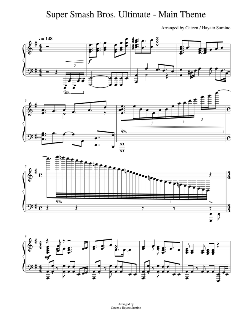 Super Smash Bros Ultimate Main Theme Sheet music for Piano (Solo ...