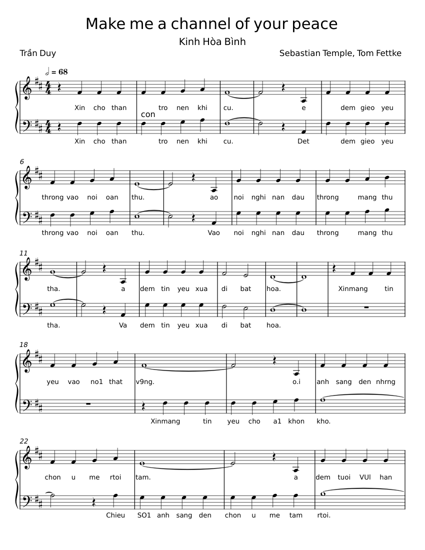 Make me a channel of your peace - Sebastian Temple Sheet Music with ...