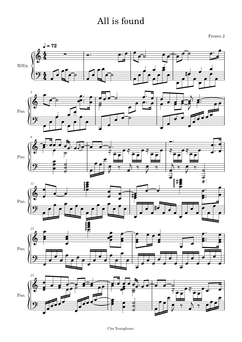 All is found [from Frozen 2] Sheet Music for Piano (Solo) | MuseScore.com