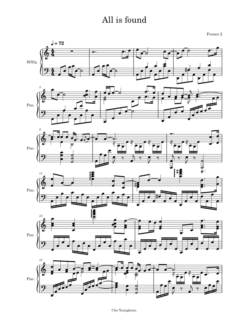 All is found [from Frozen 2] Sheet music for Piano (Solo) | Musescore.com