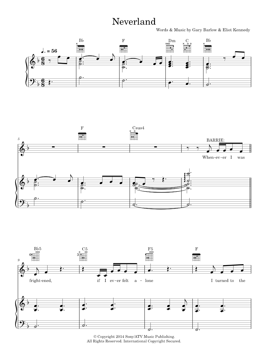 Play Official version of Neverland (from 'Finding Neverland') Sheet ...