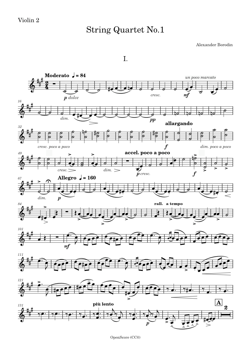 String Quartet No.1 – Aleksandr Borodin - Violin 2 PART Sheet music for Violin (String Quartet ...