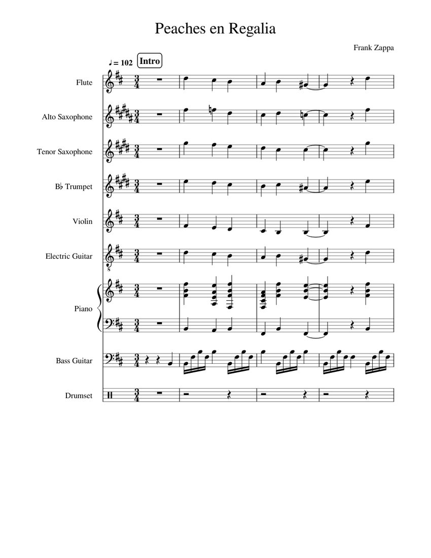 Peaches en Regalia Sheet music for Piano, Flute, Saxophone alto ...