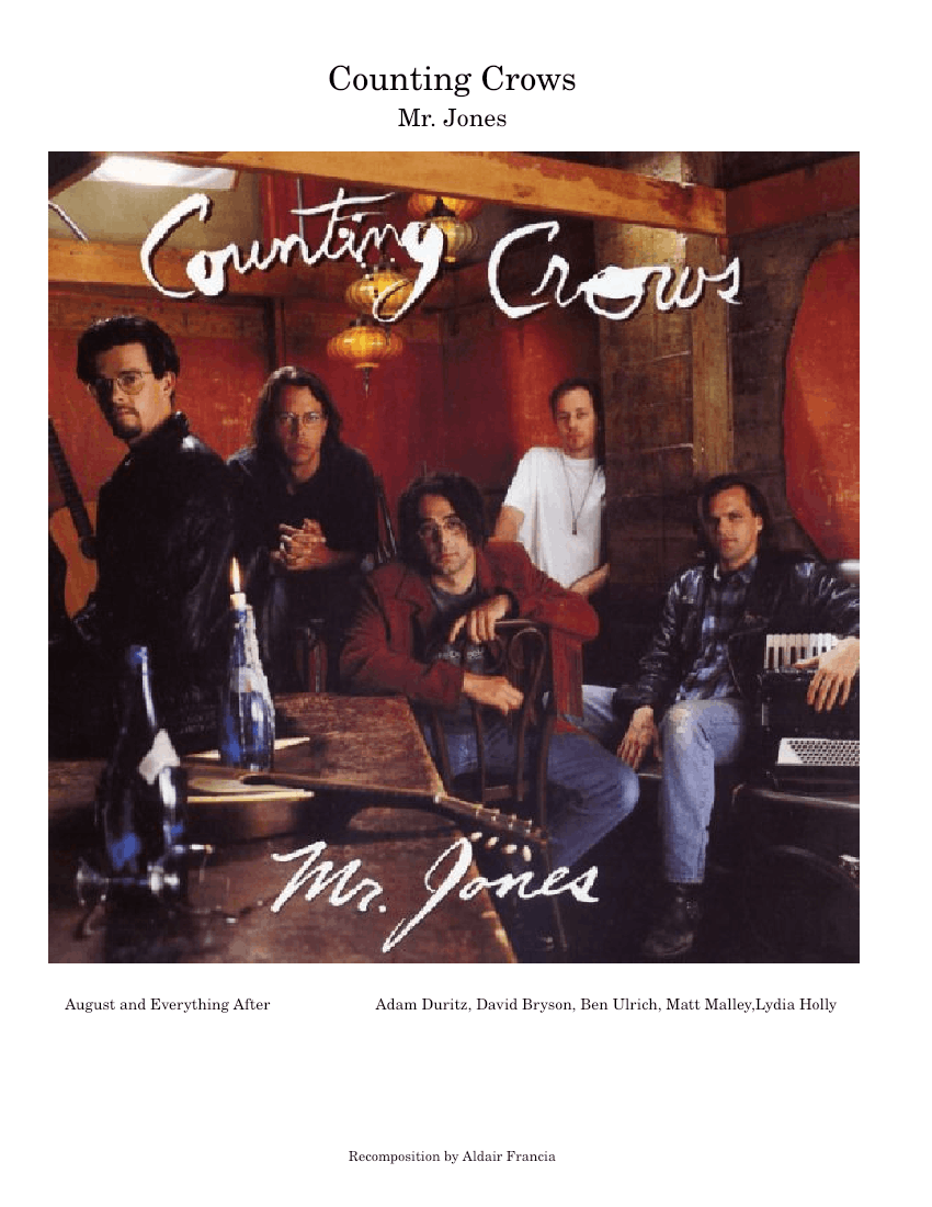 Counting Crows - Mr. Jones Sheet music for Tambourine, Clarinet in b ...