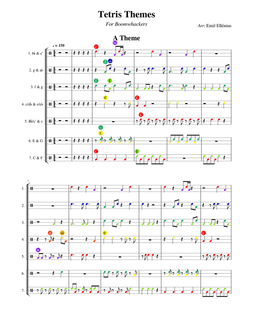 Tetris Themes Boomwhackers Play along Sheet music for Woodblock ...