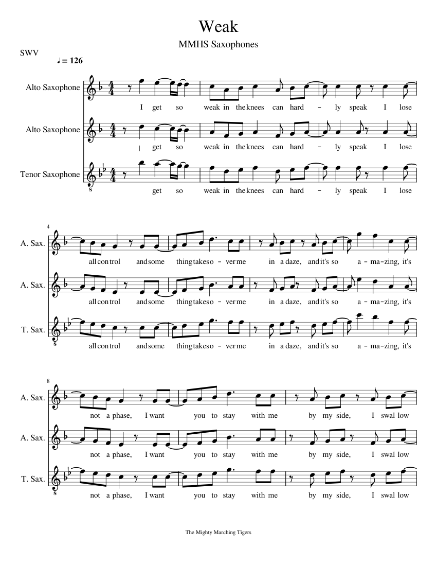 Weak Sheet music for Saxophone alto, Saxophone tenor (Marching Band ...
