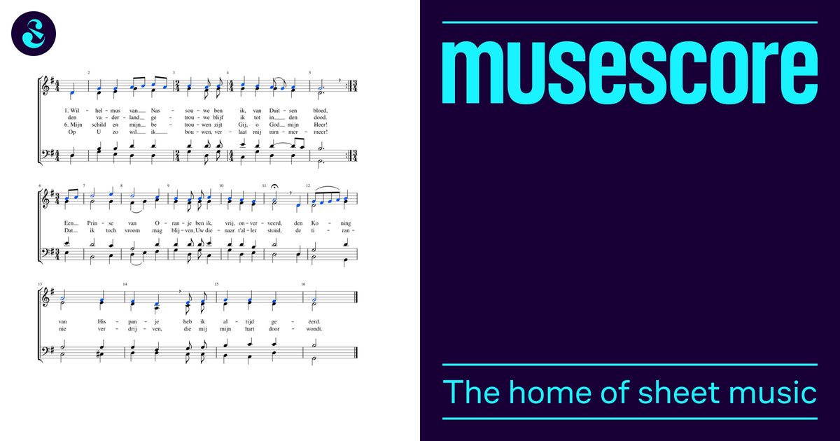 Wilhelmus van Nassouwe. Dutch national anthem. Nederlands volkslied ...