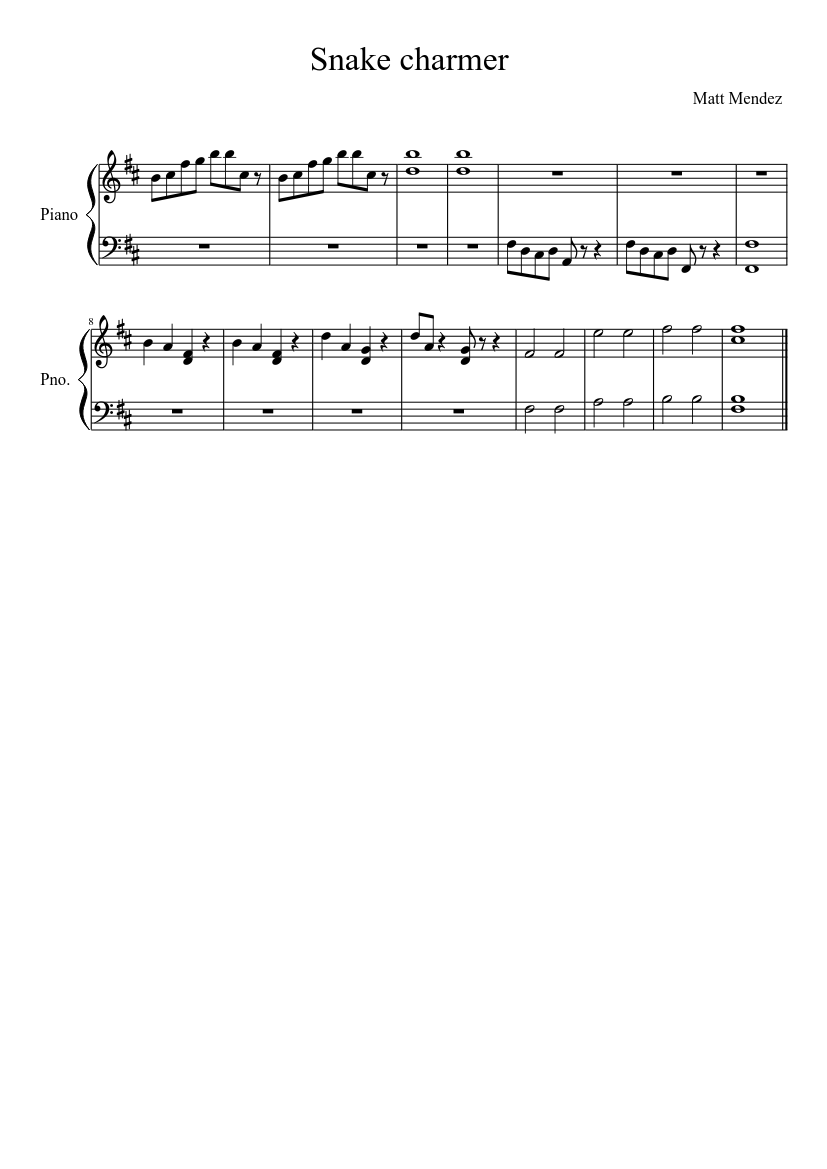 Snake charmer Sheet music for Piano (Solo) Easy | Musescore.com
