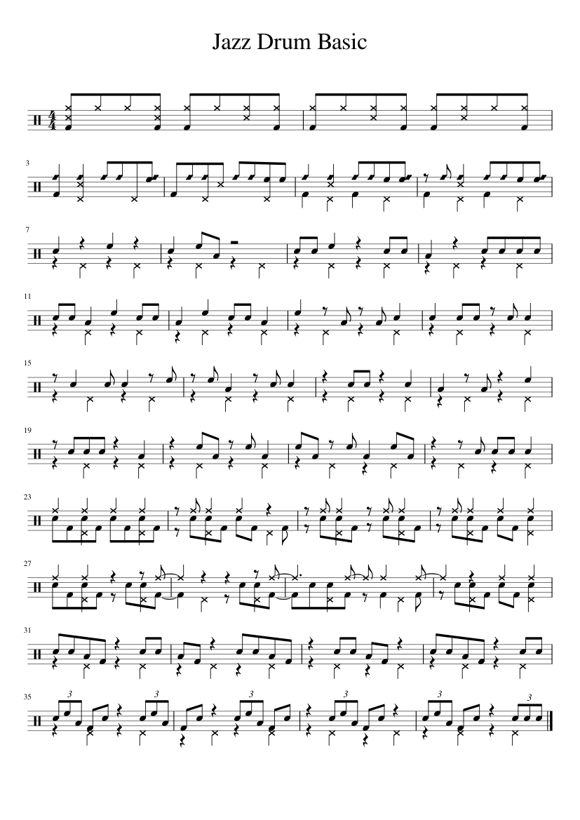 Jazz Drum Basic Sheet music for Drum group (Solo) | Musescore.com