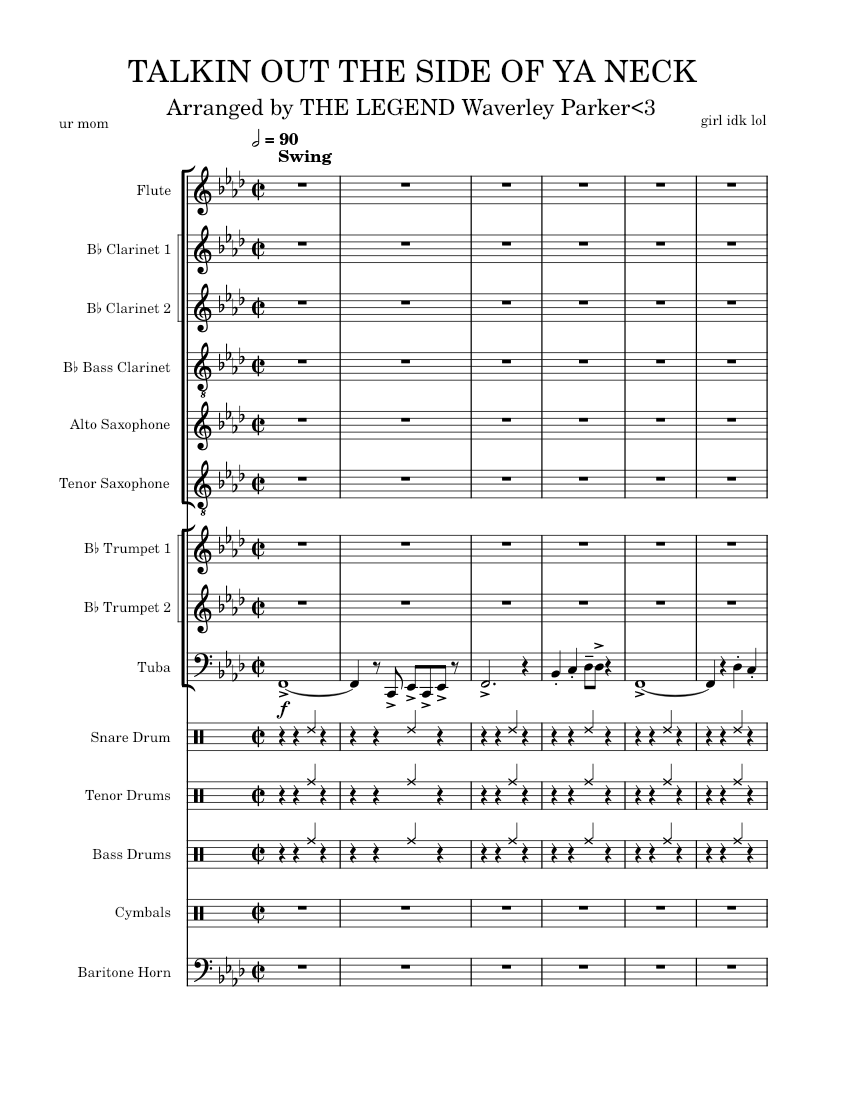 Talkin' Out The Side Of Your Neck – Cameo Sheet music for Tuba, Flute ...