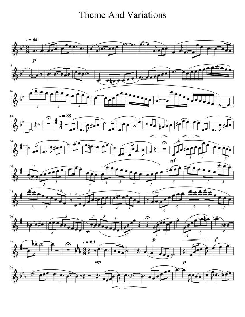Theme And Variations S&E Sheet music for Saxophone alto (Solo) | Musescore.com