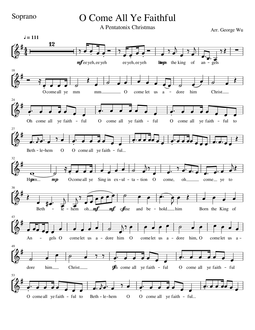 O Come All Ye Faithful PTX PRAHSA Soprano Sheet music for Soprano (Solo ...