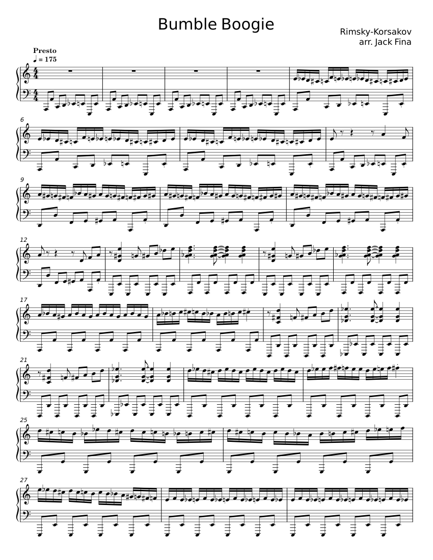 Bumble Boogie - Nikolay Rimsky-Korsakov Sheet Music for Piano (Solo) | MuseScore.com