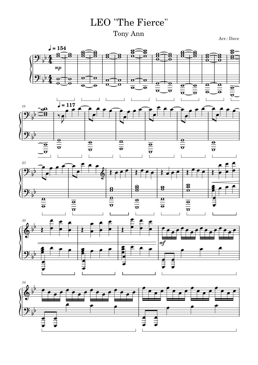 LEO "The Fierce" – Tony Ann Sheet Music for Piano (Solo) | MuseScore.com