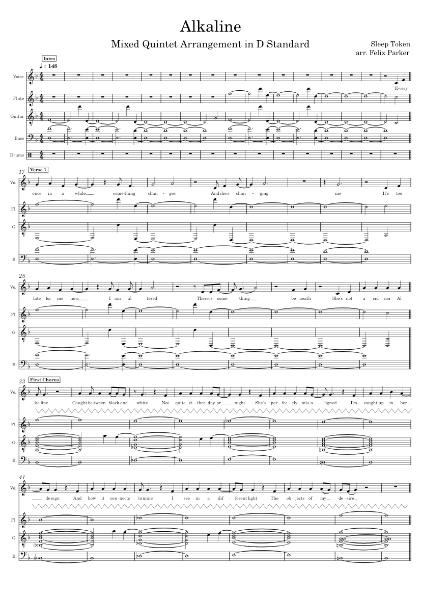 Alkaline – Sleep Token Sheet Music and Tab for Flute, Guitar, Bass ...