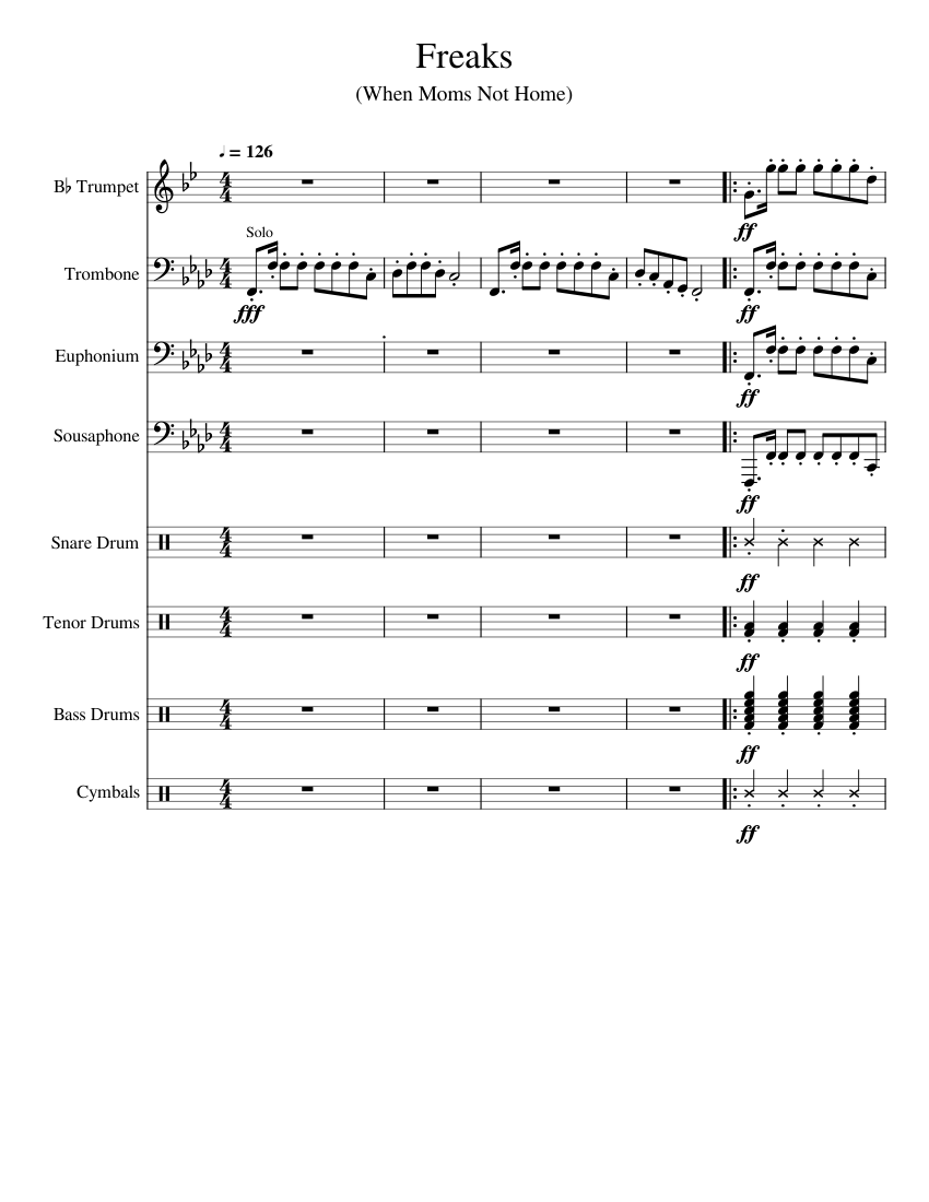 Freaks (When Moms Not Home) Sheet music for Trombone, Euphonium ...