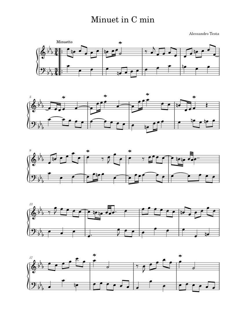 Minuet in C min Sheet music for Piano (Solo) | Musescore.com