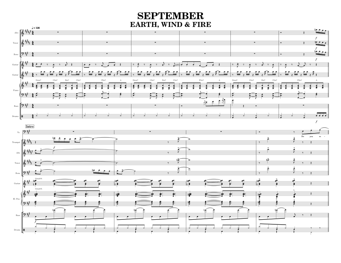 September – Earth, Wind & Fire Sheet music for Piano, Vocals, Trombone tenor, Saxophone alto ...
