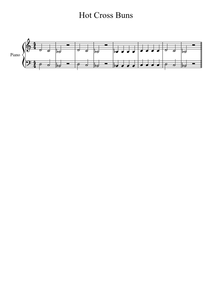 Hot Cross Buns Sheet music for Piano (Solo) Easy | Musescore.com