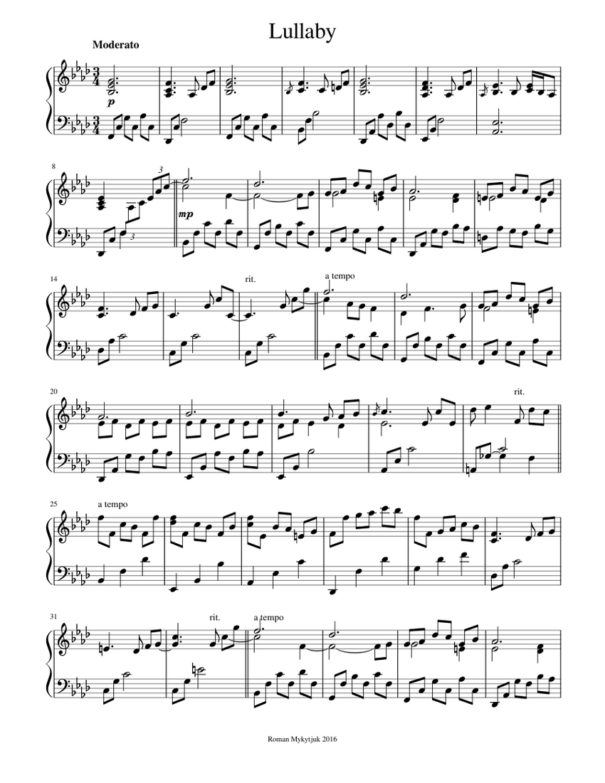 Lullaby Sheet music for Piano (Solo) | Musescore.com