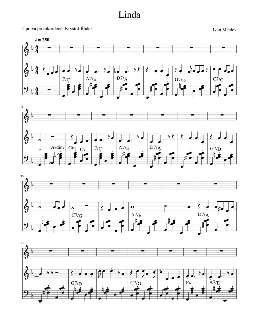 Linda Sheet music for Piano, Male (Mixed Trio) | Musescore.com