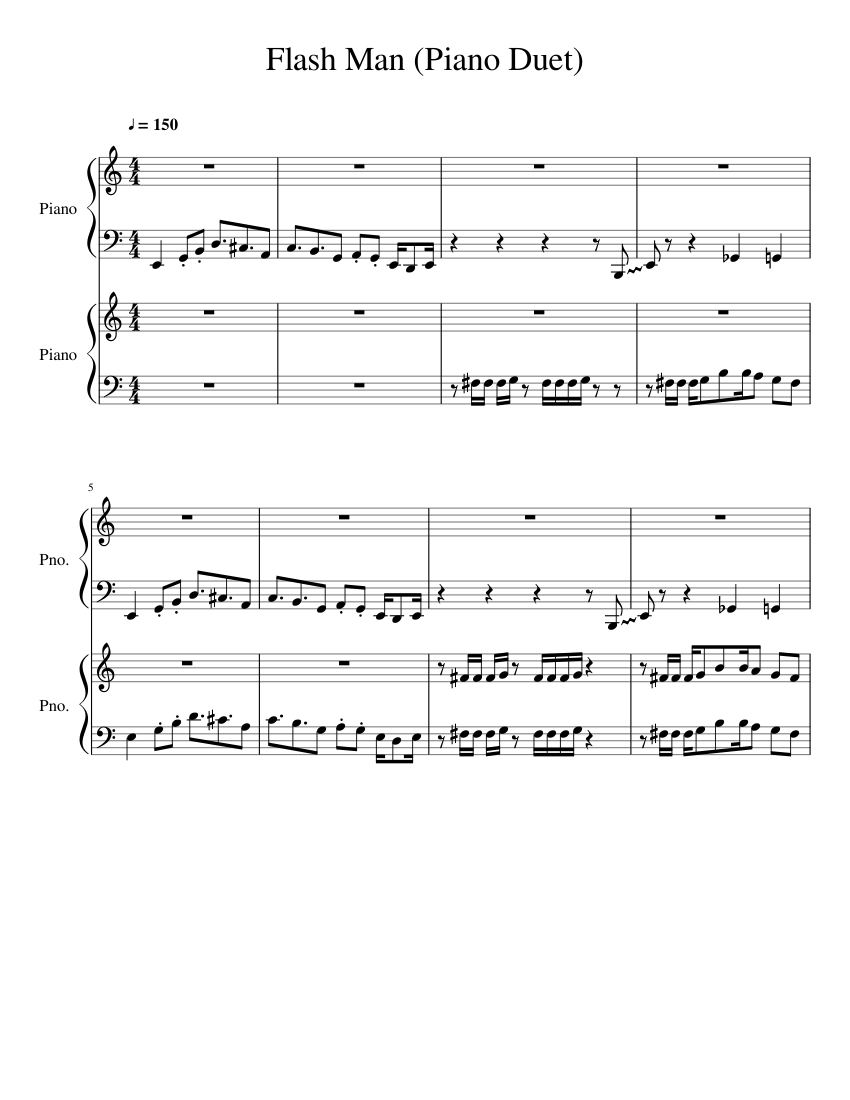 Flash Man (Piano Duet) Sheet music for Piano (Piano Duo) | Musescore.com