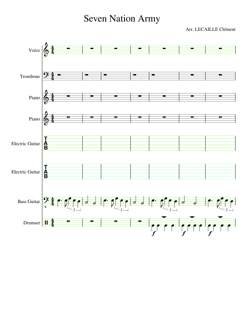 Seven Nation Army Sheet music for Piano, Trombone, Vocals, Guitar ...