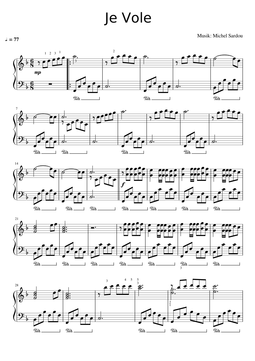 Je Vole Sheet music for Piano (Solo) | Musescore.com