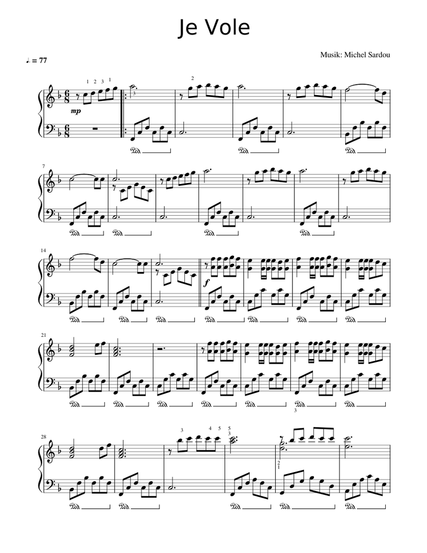 Je vole - Michel Sardou Sheet music for Piano (Solo) Easy | Musescore.com