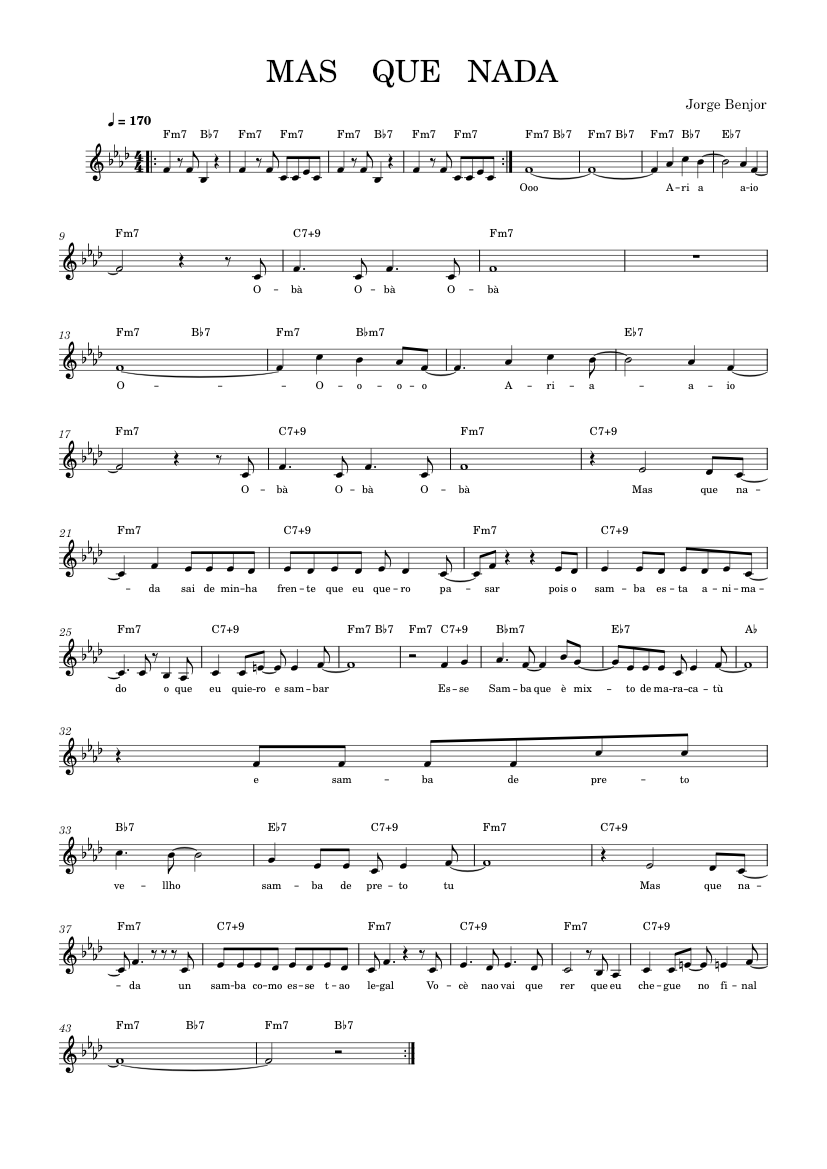 MAS_QUE_NADA Sheet music for Piano (Solo) Easy | Musescore.com