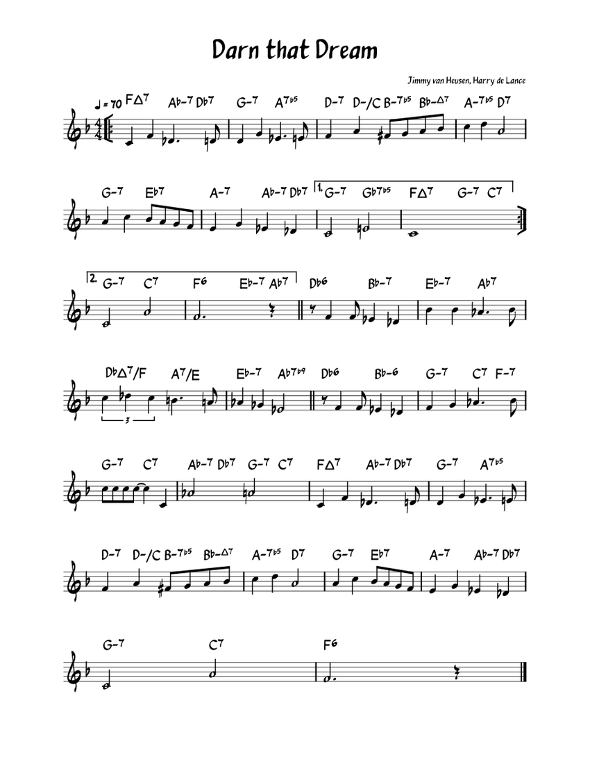 Darn That Dream – Jimmy Van Heusen and Eddie DeLange Sheet music for ...