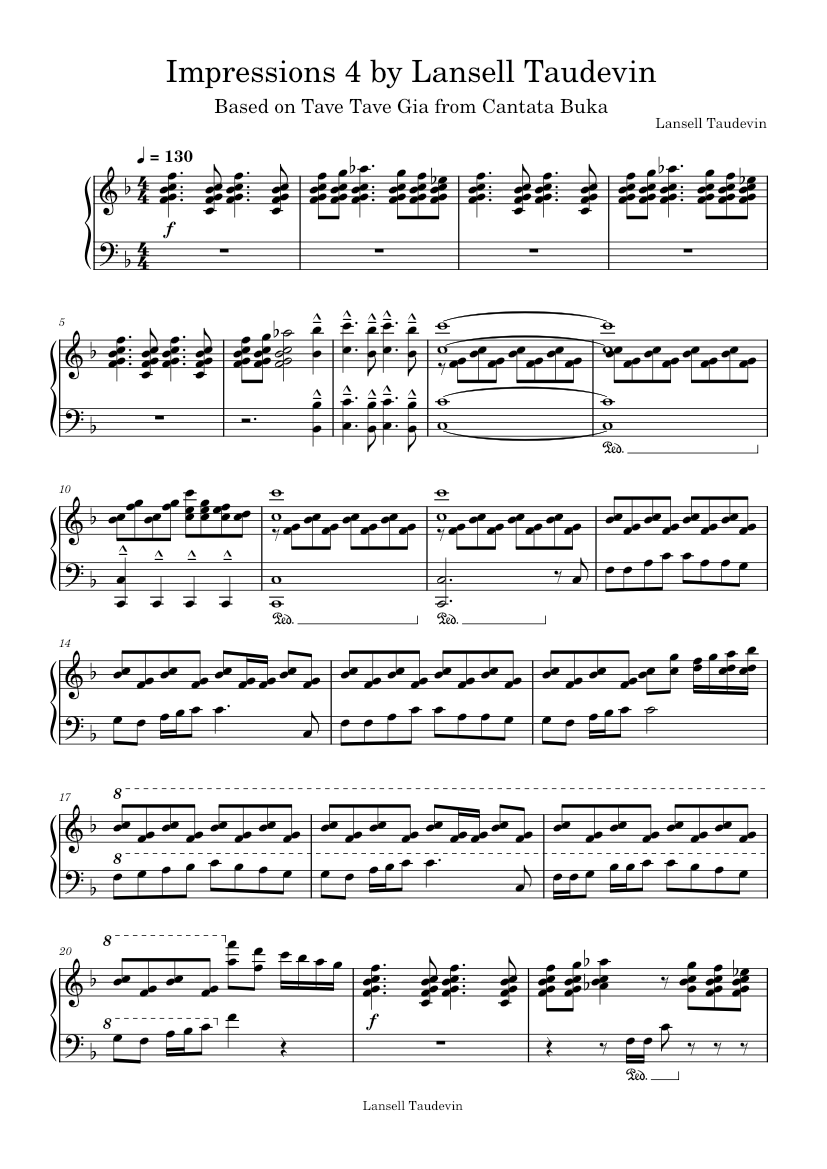 Impressions 4 by Lansell Taudevin Sheet music for Piano (Solo ...