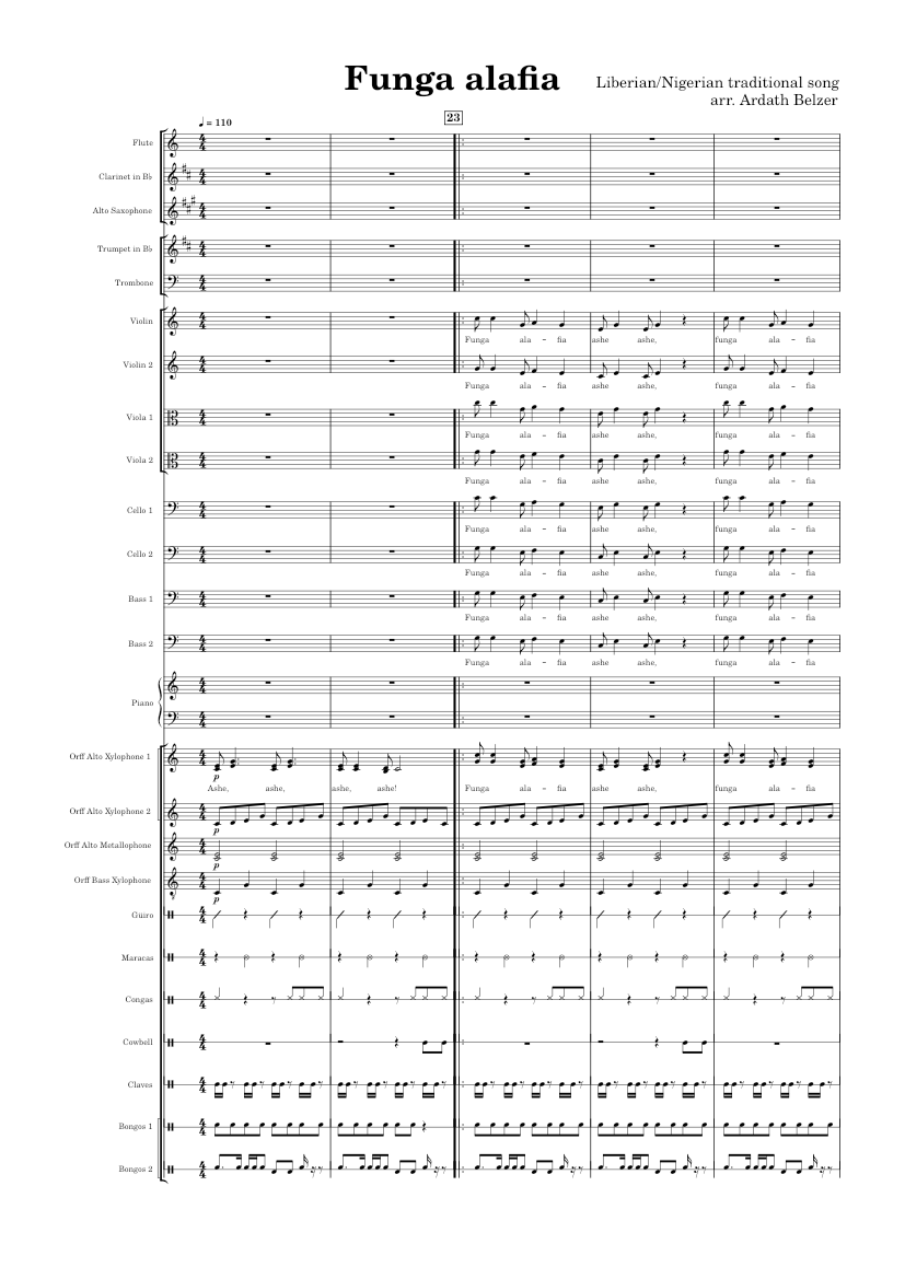 Funga Alafia – Traditional Liberian folk song Sheet music for Piano ...