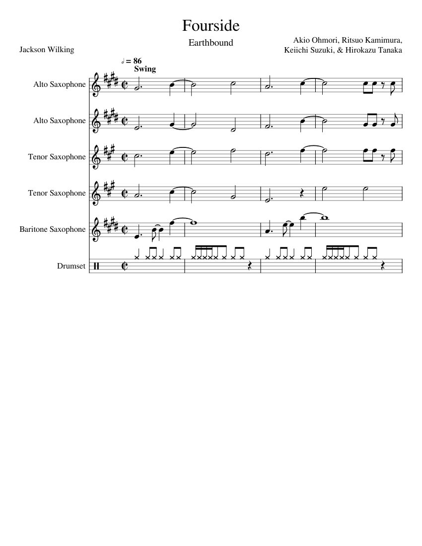 Fourside Jazz Arrangement Sheet music for Saxophone alto, Saxophone ...