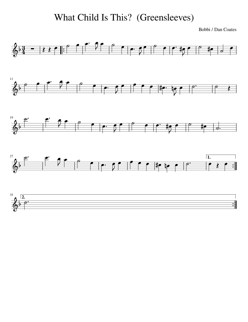 What Child Is This? (Greensleeves) Sheet music for Piano (Solo) Easy ...