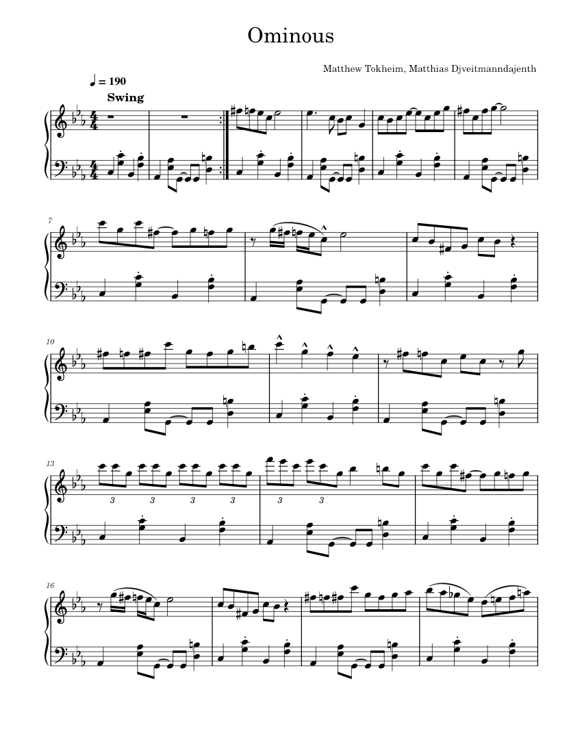 Ominous 10 FOLLOWER SPECIAL Sheet music for Piano (Solo) | Musescore.com