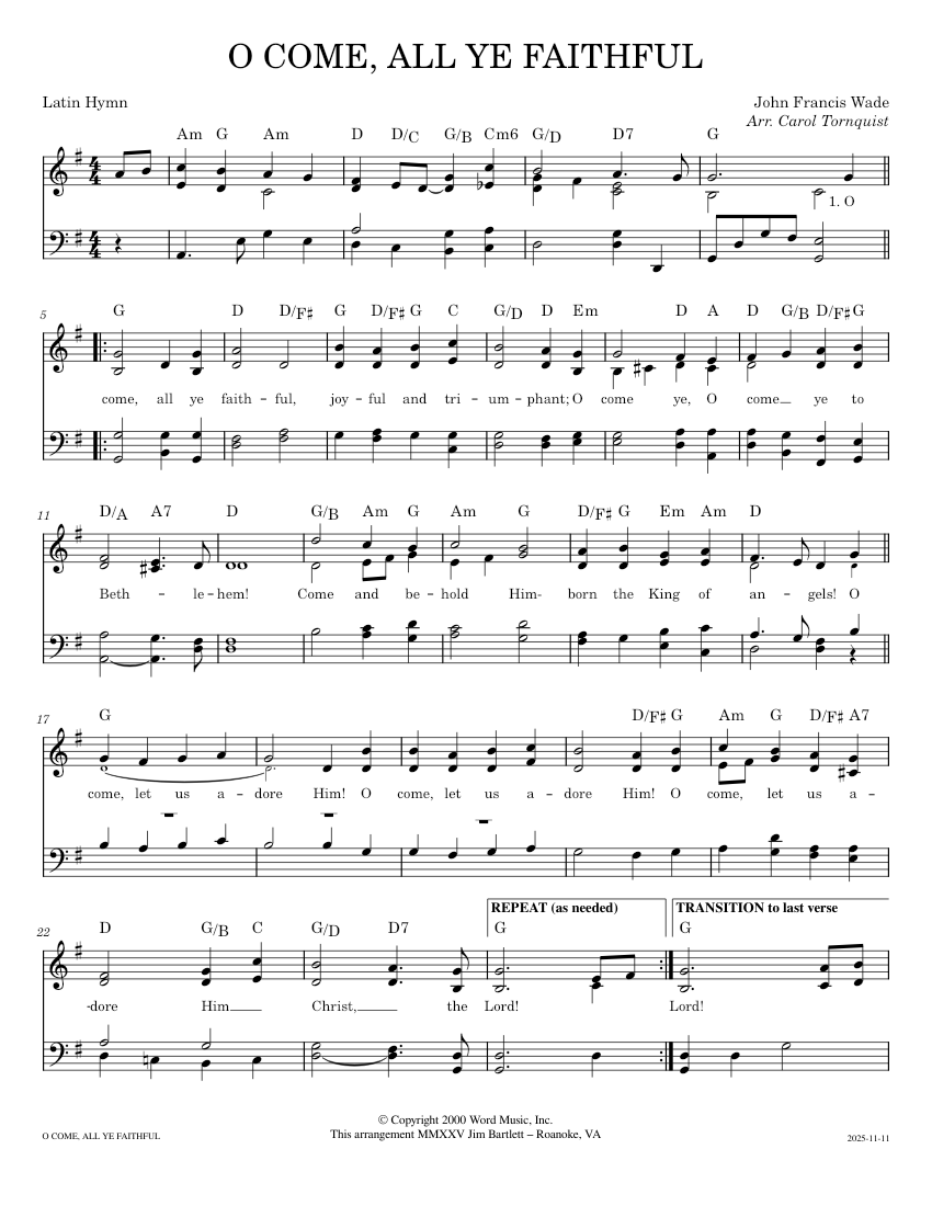 O Come, All Ye Faithful Sheet music for Piano (Solo) | Musescore.com