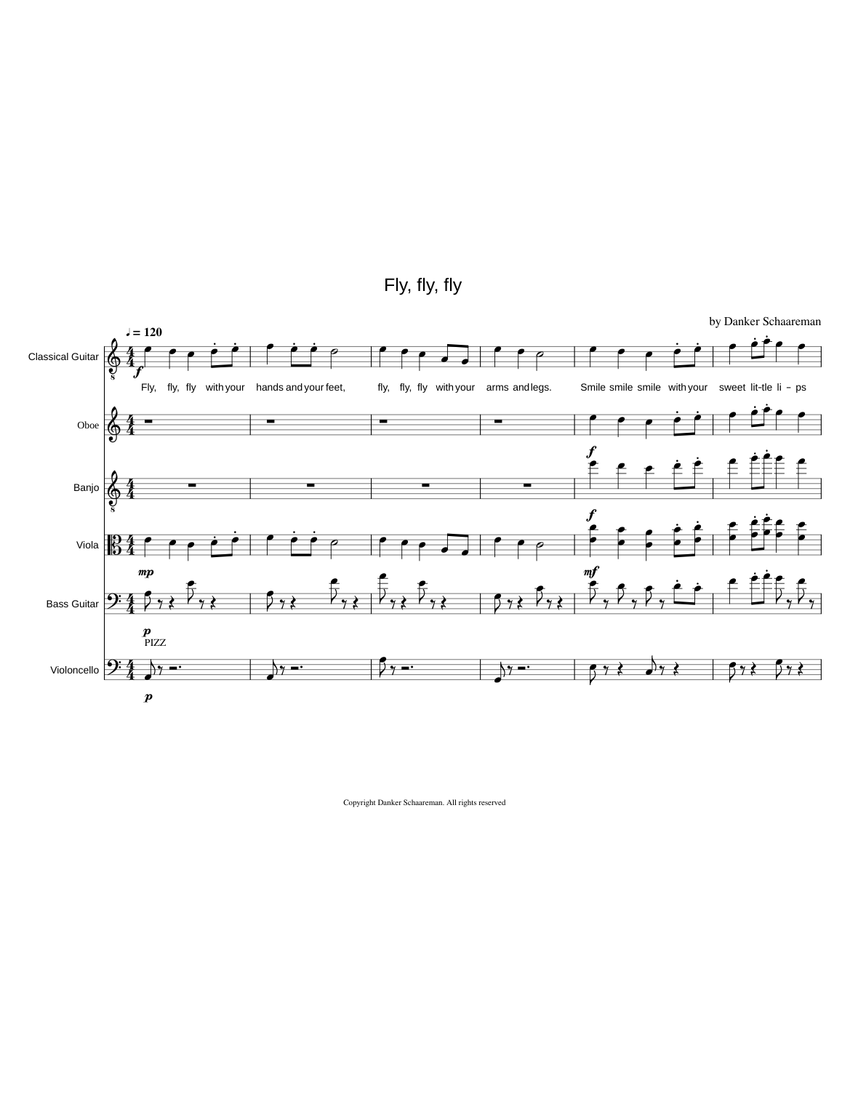 Fly, fly, fly v 1 - piano tutorial