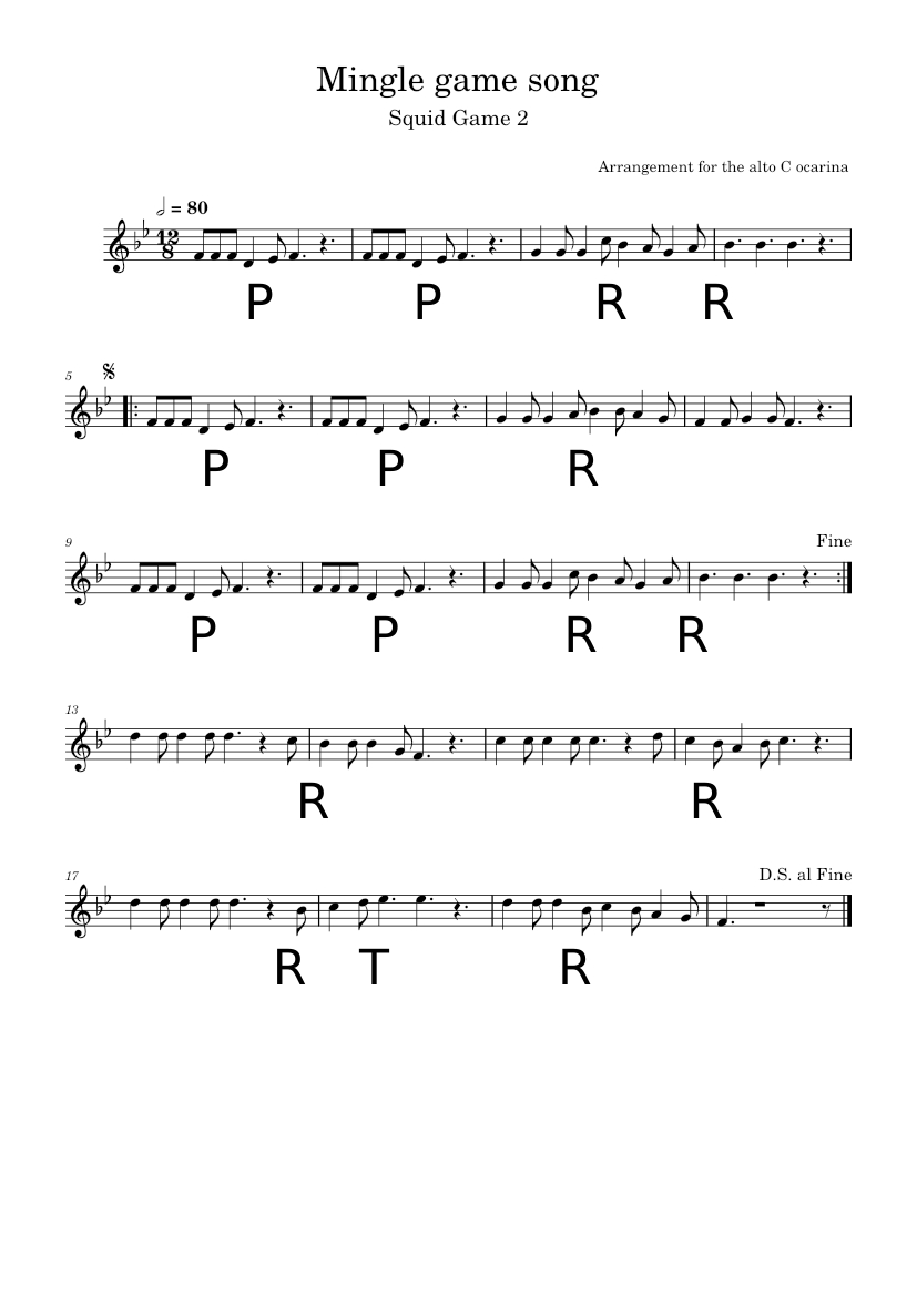 Mingle game song for the ocarina - Squid Game 2 Sheet Music for Flute ...