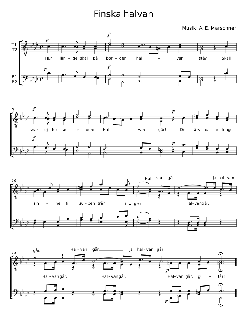 Finska halvan Sheet music for Synthesizer (Mixed Duet) | Musescore.com