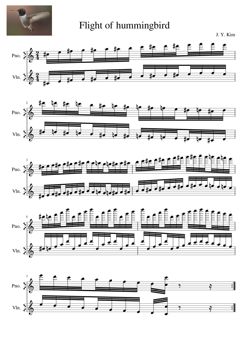 Flight of hummingbird Sheet music for Piano, Violin (Solo) | Musescore.com