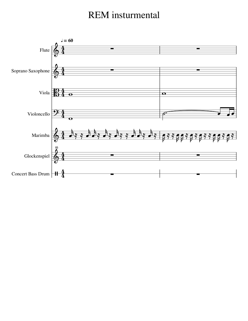 REM_insturmental Sheet music for Flute, Glockenspiel, Viola, Cello ...