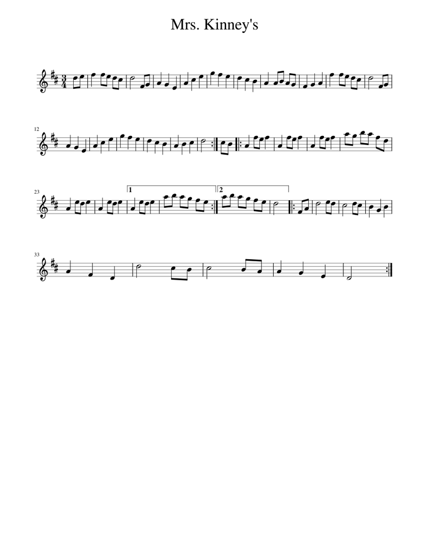 Mrs. Kinney's Sheet music for Piano (Solo) | Musescore.com