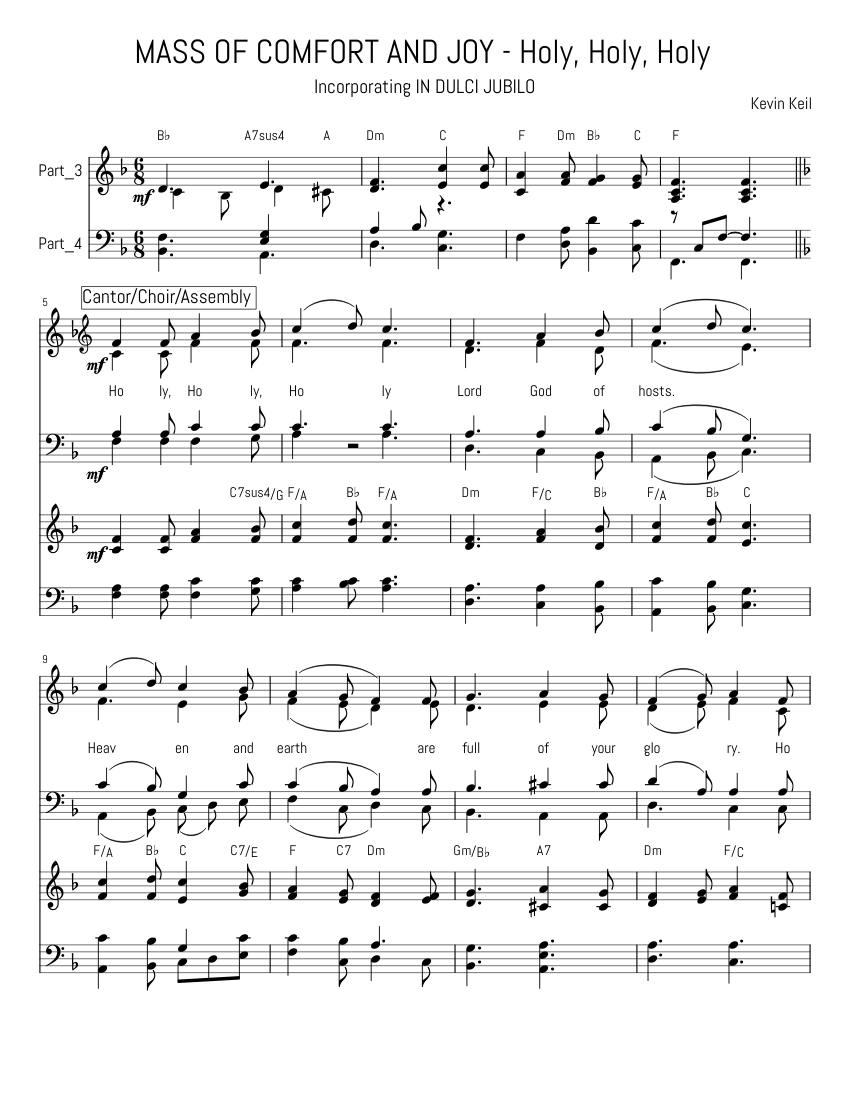 Holy, Holy, Holy - Mass of Comfort and Joy - Kevin Keil Sheet music for ...