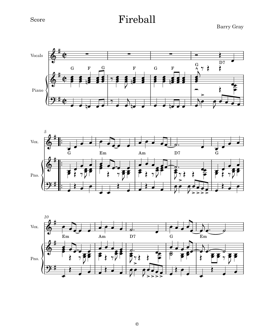 Fireball Xl5 Theme – Misc Television Sheet music for Piano, Vocals ...