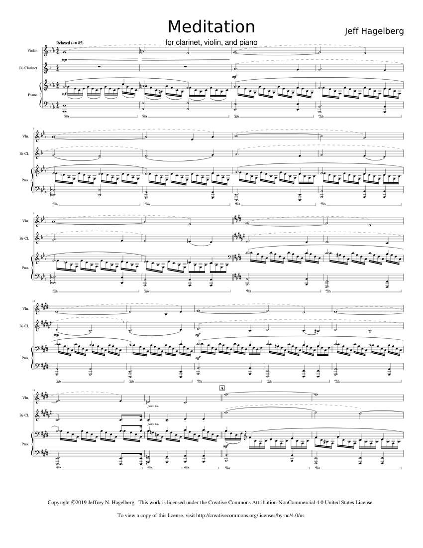 Meditation - Jeff Hagelberg Sheet music for Piano, Clarinet in b-flat ...