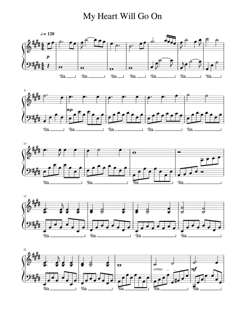 My Heart Will Go On - Titanic Sheet music for Piano (Solo) Easy ...