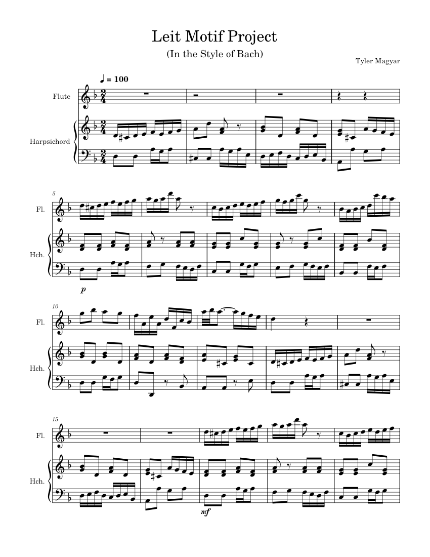 Leit Motif Project (in the style of Bach) Sheet music for Harpsichord ...