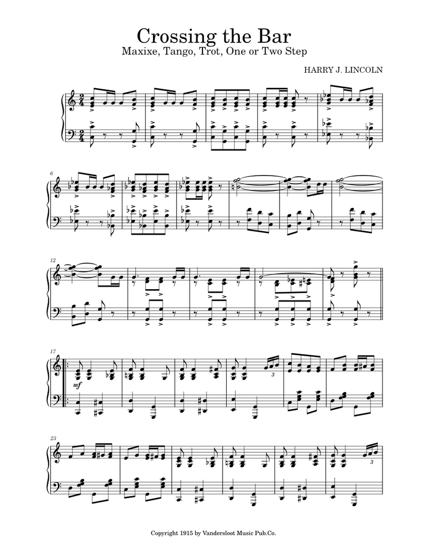 Crossing the Bar (1915) Sheet music for Piano (Solo) | Musescore.com
