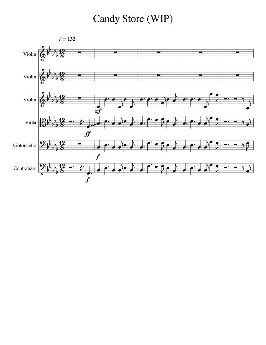 Candy Store (WIP) Sheet music for Contrabass, Violin, Viola, Cello ...